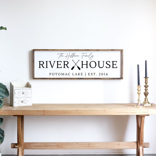 River House Sign Modern Farmhouse Wall Decor Large Rustic Wall - Etsy