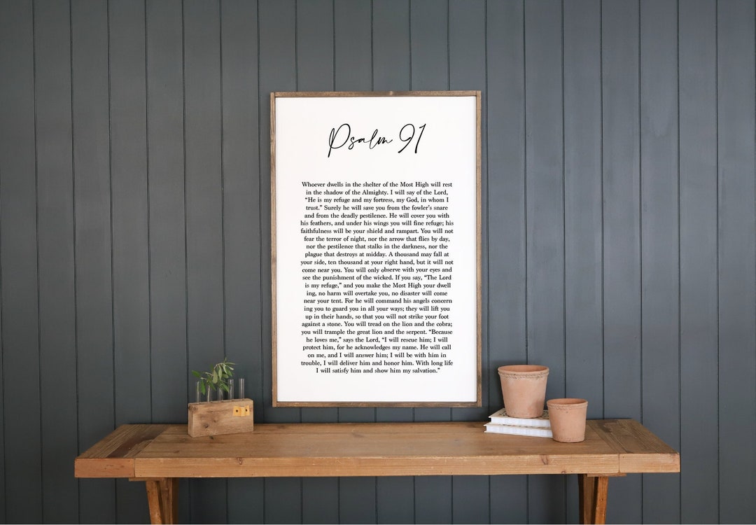 Psalm 91 Sign Christian Wall Decor Farmhouse Wooden Sign Wood psalm-91-sign-christian-wall-decor-farmhouse-wooden-sign-wood