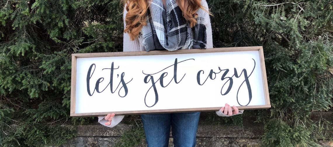 Lets Get Cozy Sign Framed Wood Sign Rustic Wall Decor - Etsy Canada