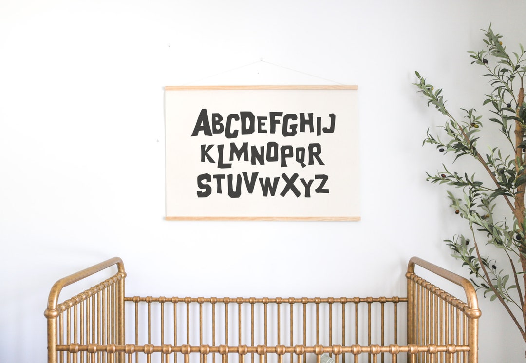 Alphabet Hanging Canvas Kid's Room Wood Hanging Canvas Nursery ABC ...