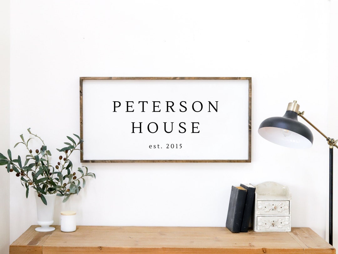 Family House Sign Last Name Sign Wedding Gift Established Sign Modern ...