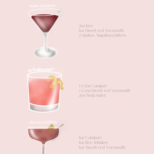 1 WE EDIT | PRINTABLE | 3 Cocktail Drawings, Signature Cocktail Drawing ...