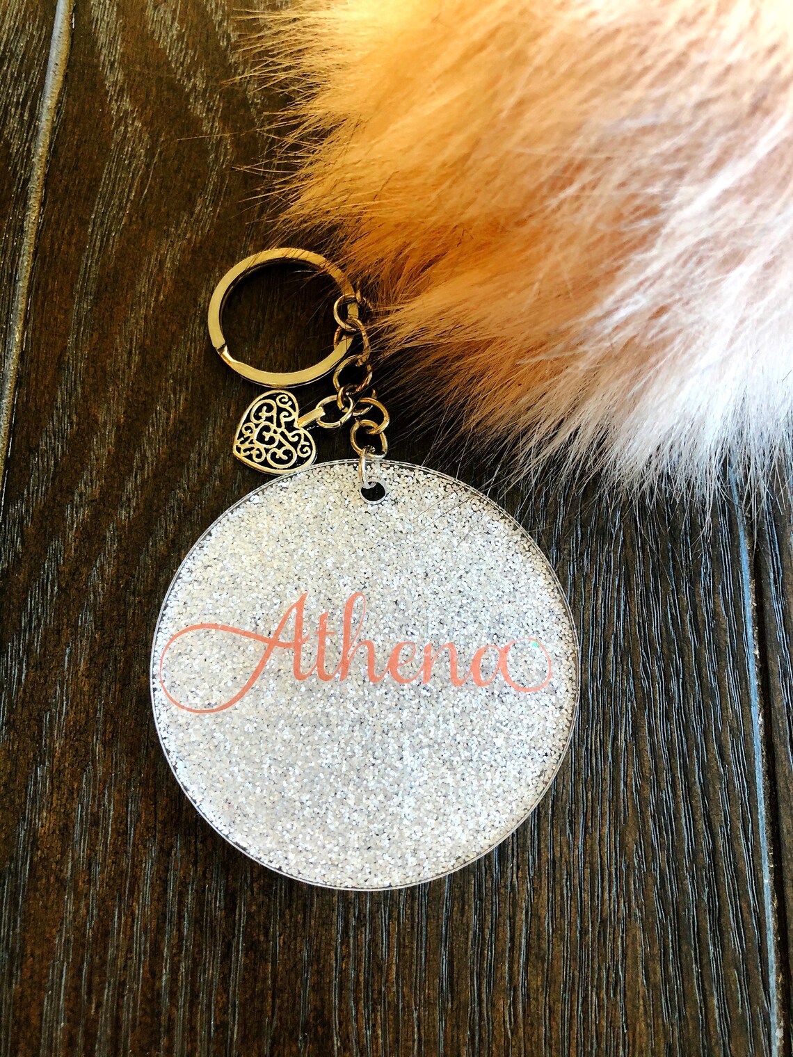 Monogram Glitter Keychain Personalized Glitter Keychain | Etsy