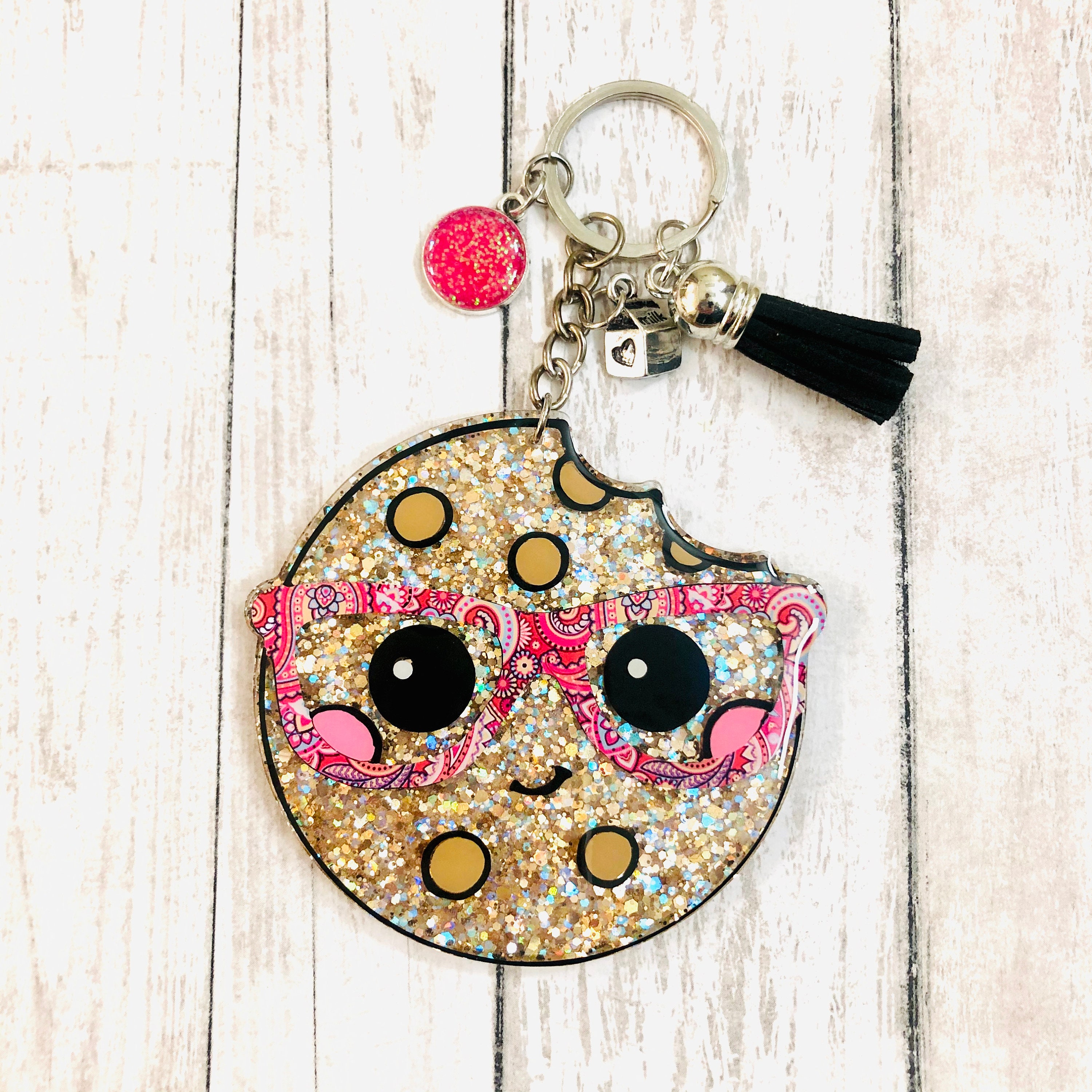 Keychain Glitter Keychain Cookie Keyring One Smart Cookie | Etsy