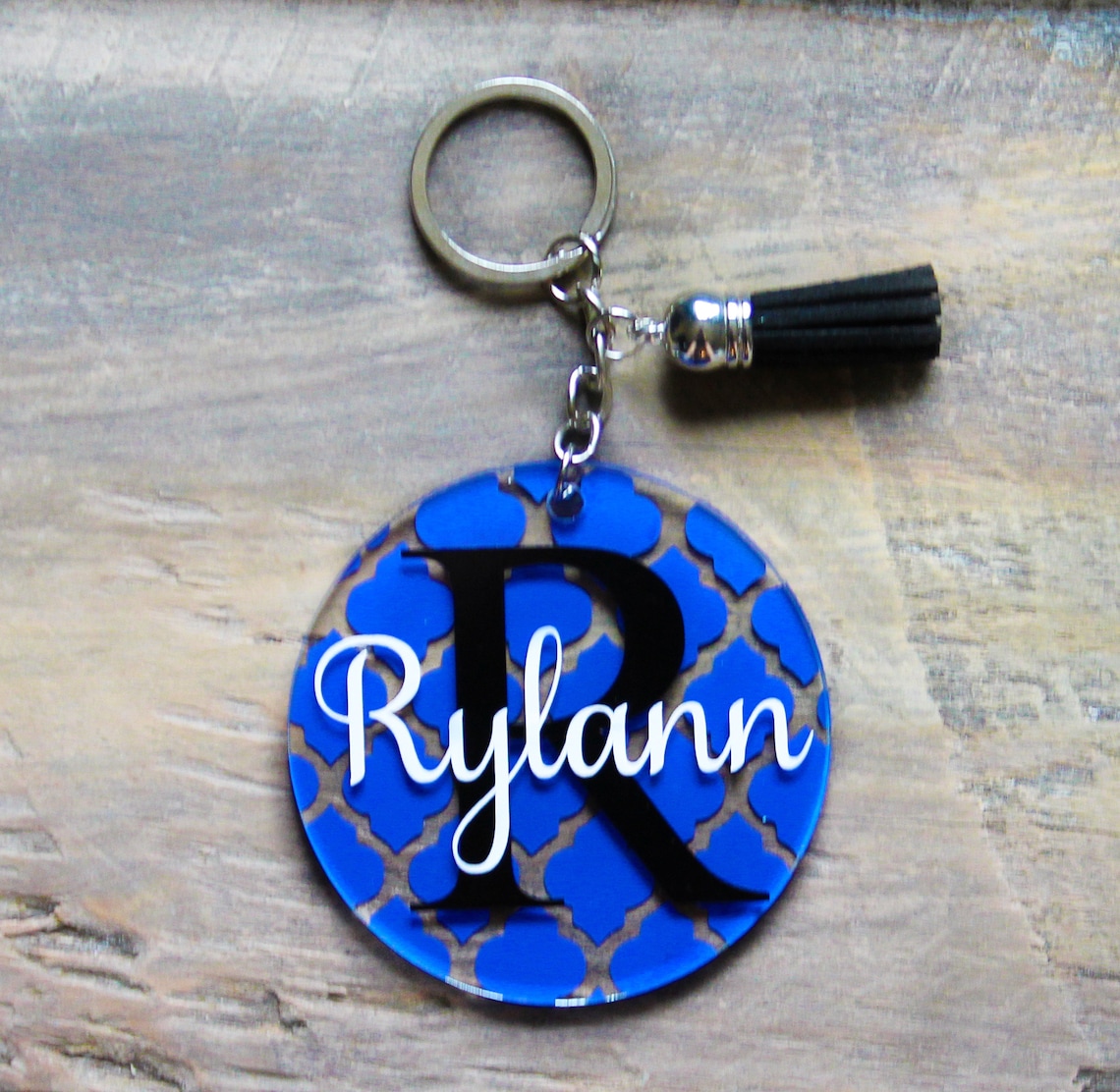 Personalized Monogram Keychain With Tassel Custom Acrylic Key | Etsy