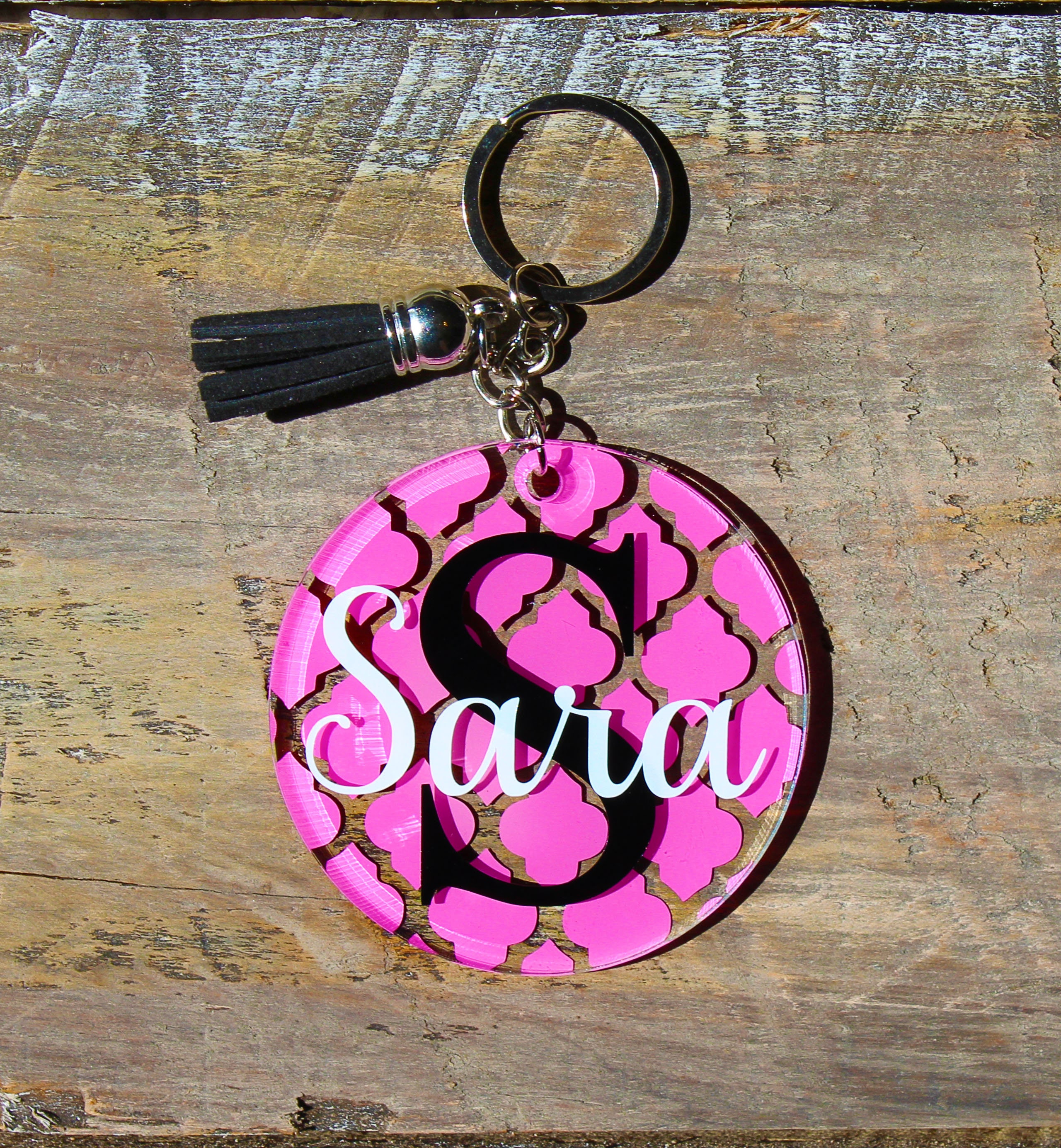 Personalized Monogram Keychain With Tassel Custom Acrylic Key | Etsy