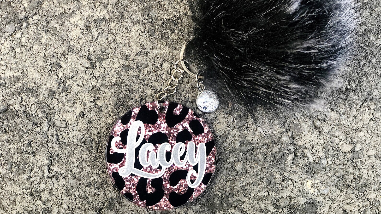 Personalized Glitter Keychain Leopard Print Keychain Pink - Etsy