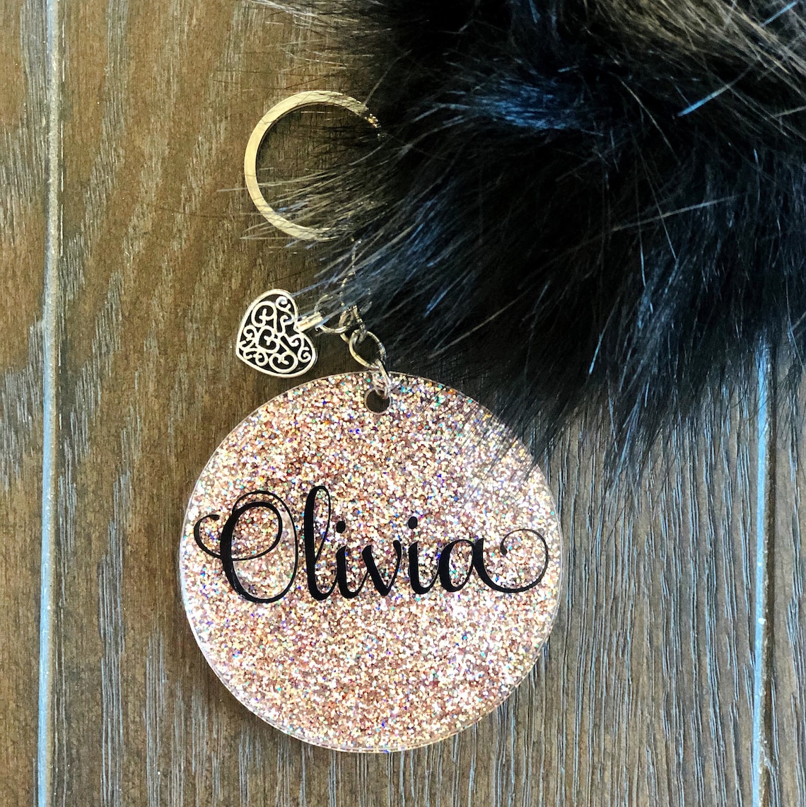 Monogram Glitter Keychain Personalized Glitter Keychain | Etsy