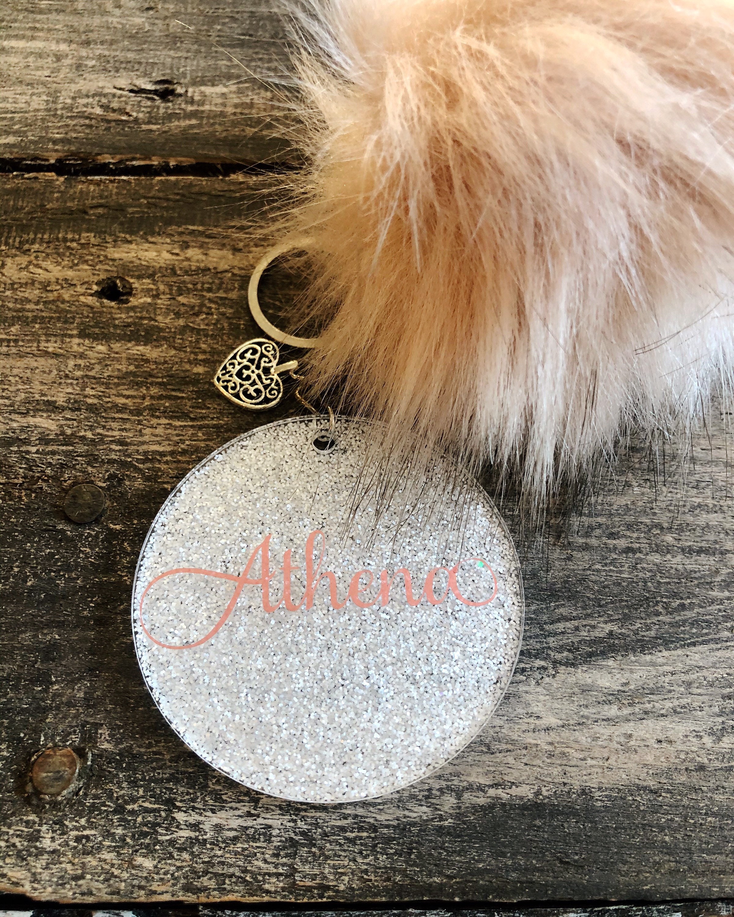 Personalized Glitter Keychain Acrylic Keychain Rose Gold | Etsy