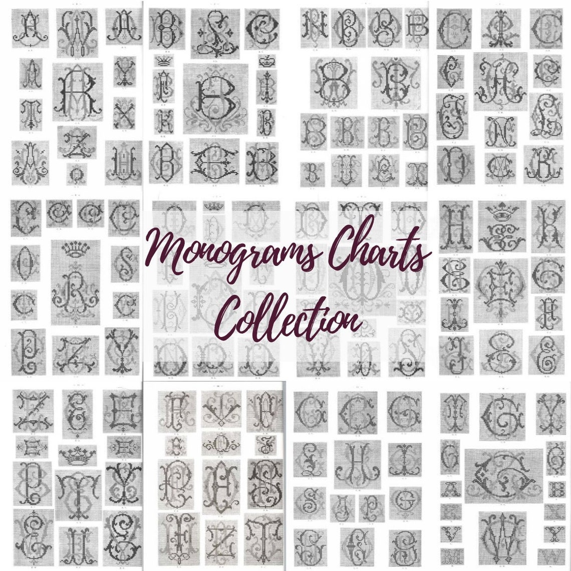 PDF Set of Monograms Charts, 40 Pages, Calligraphy Calligraphic Letters ...