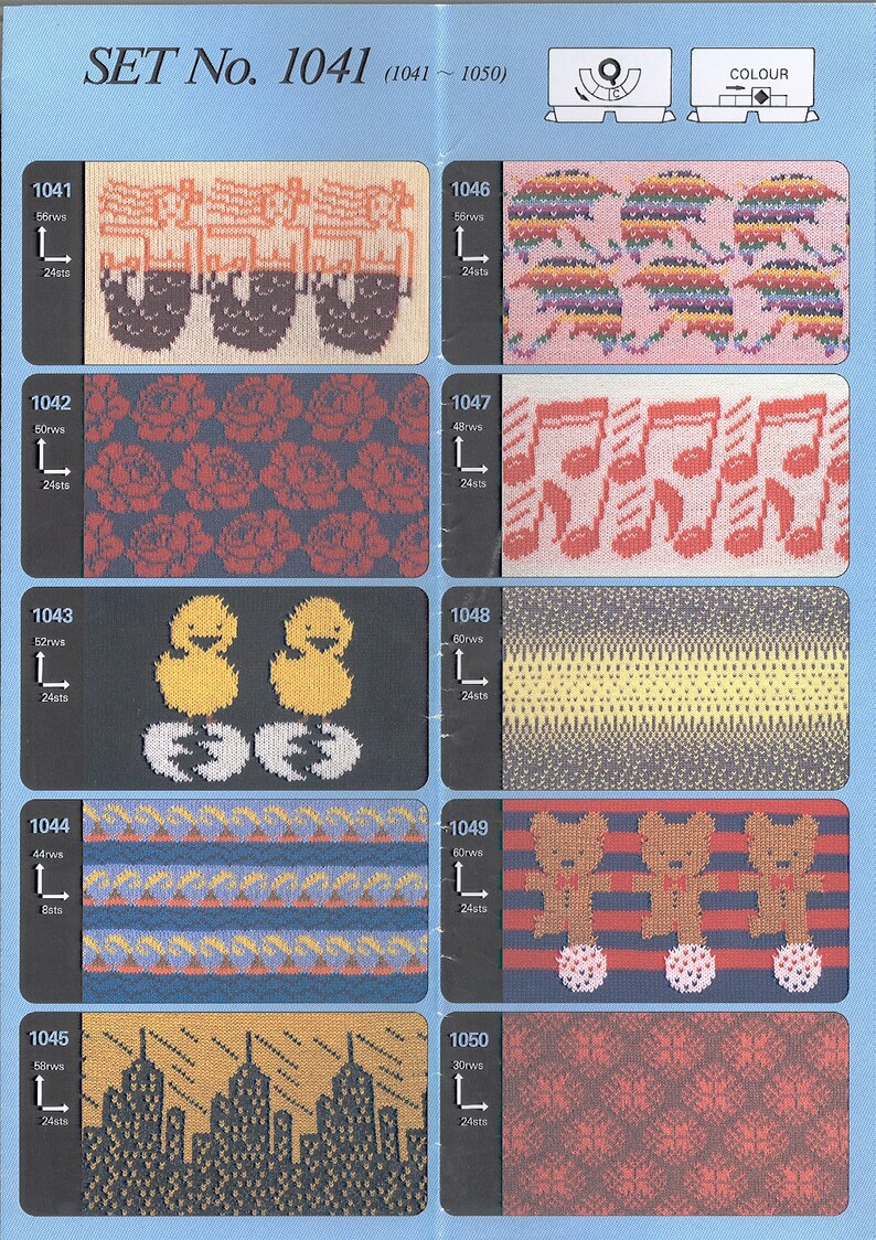 PDF Set of 120 Punch Cards Fair Isle Tuck Lace Weaving Slip Knitting ...