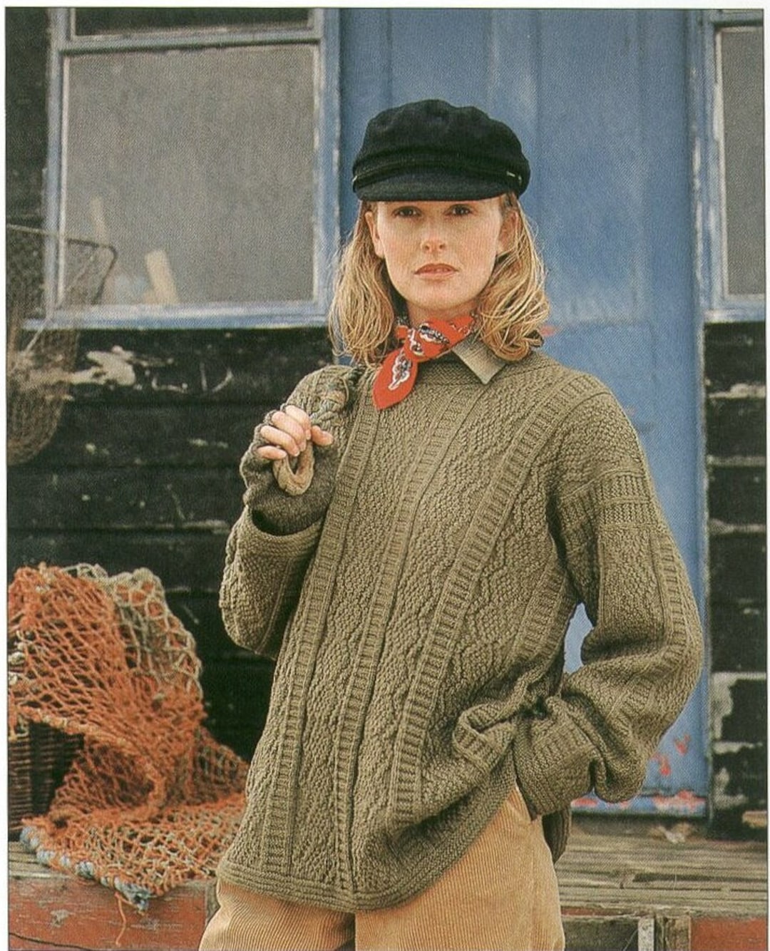 KNITTING PATTERN Knit Fisherman Sweater Tutorial Crew Neck Womens Pullover Vintage PDF Digital ...