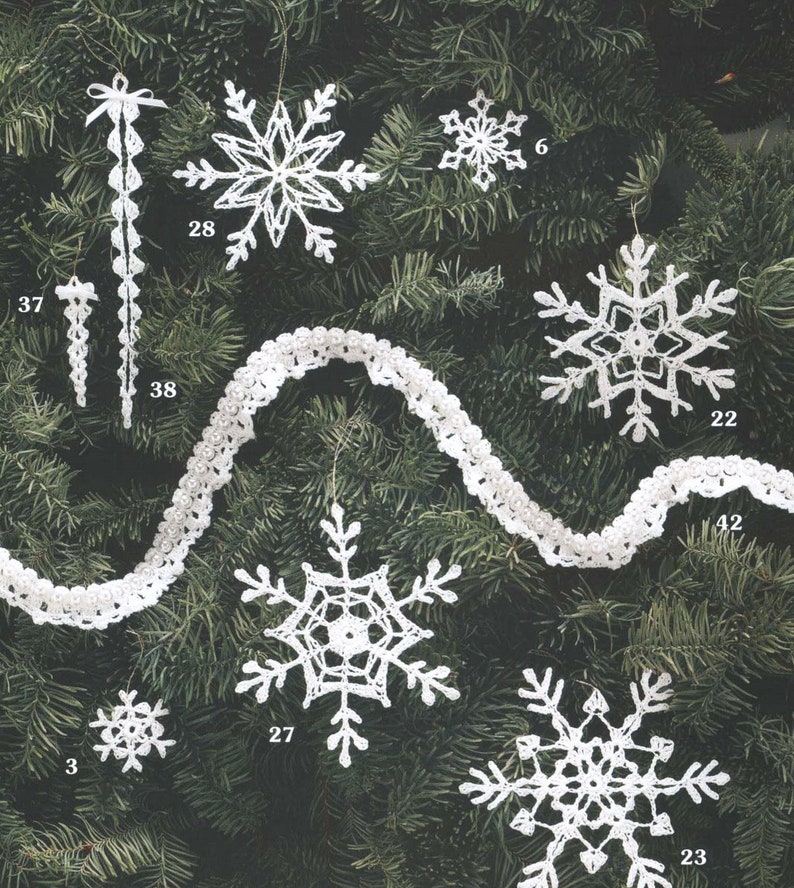 54 Crochet Patterns Snowflakes Christmas Ornaments Tree Toppers Trims ...