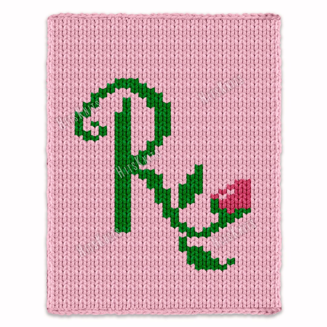 Chunky Blanket Pattern - Calligraphy Letter R With Rose Flower - Custom ...