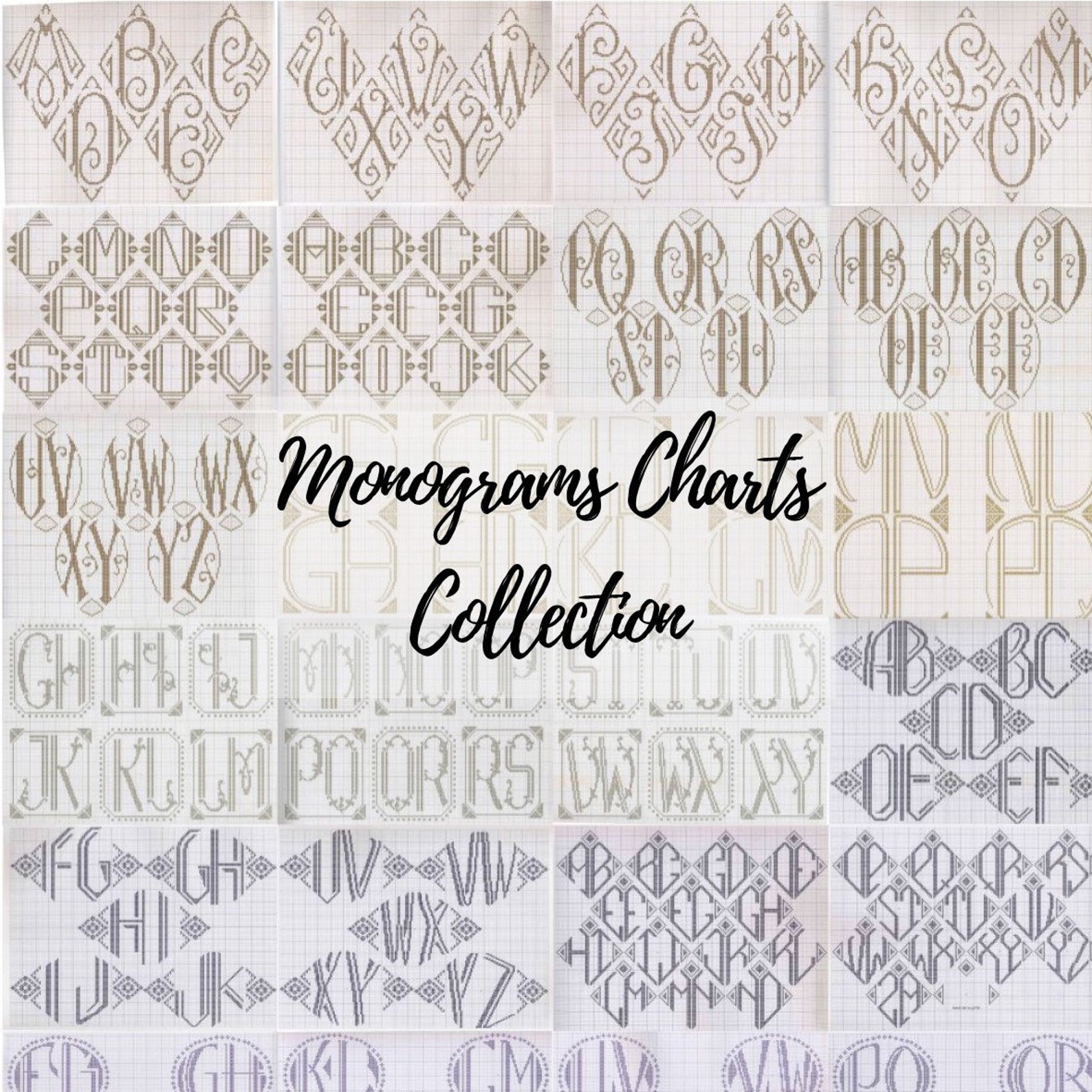 PDF Set of Monograms Charts, 55 Pages, Calligraphy Calligraphic ...