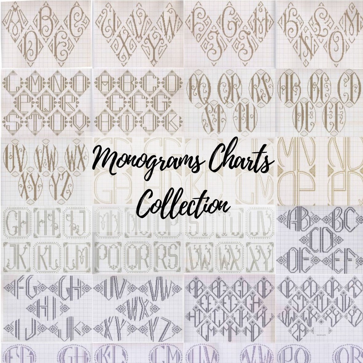 PDF Set of Monograms Charts, 55 Pages, Calligraphy Calligraphic ...