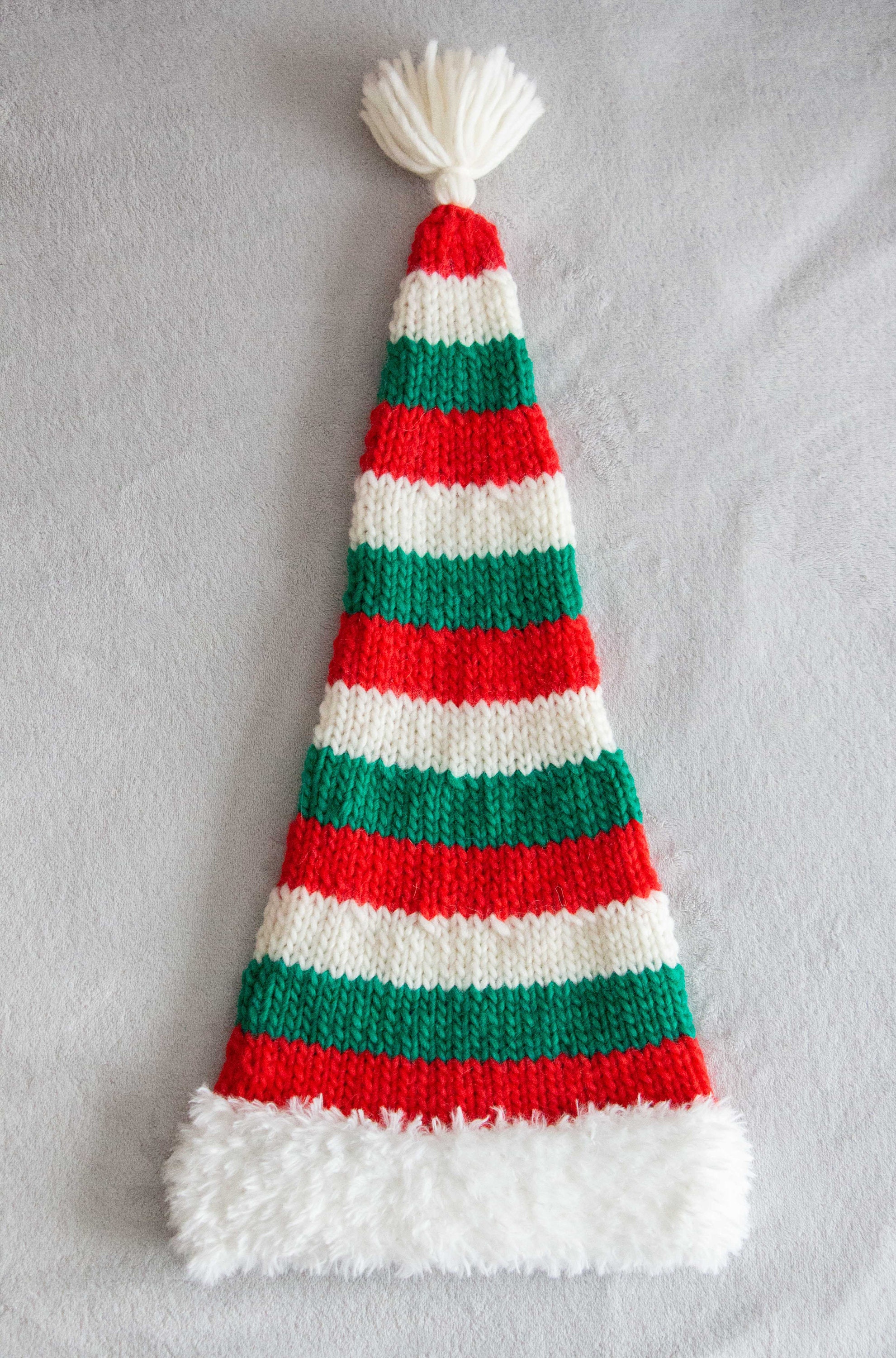 KNITTING PATTERN Adult Striped Santa Beanie Hat Easy Pdf - Etsy
