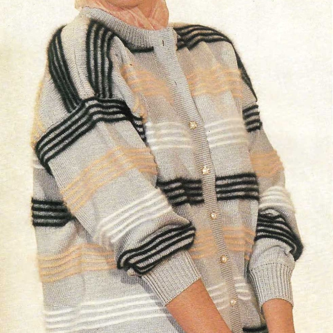 Machine Knitting PDF Pattern Striped Womens Cotton Cardigan Beginners ...