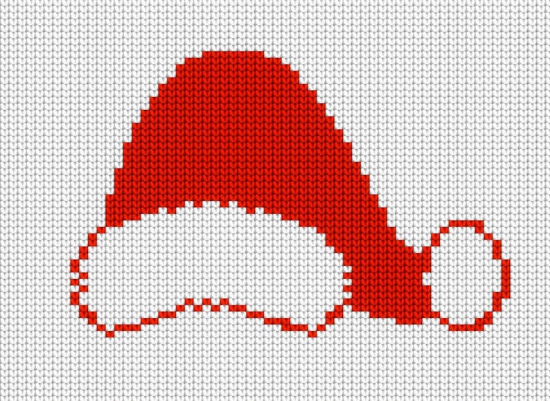 Santa Hat Motif Intarsia Chart for Knitting, Crocheting, Cross-stitch ...