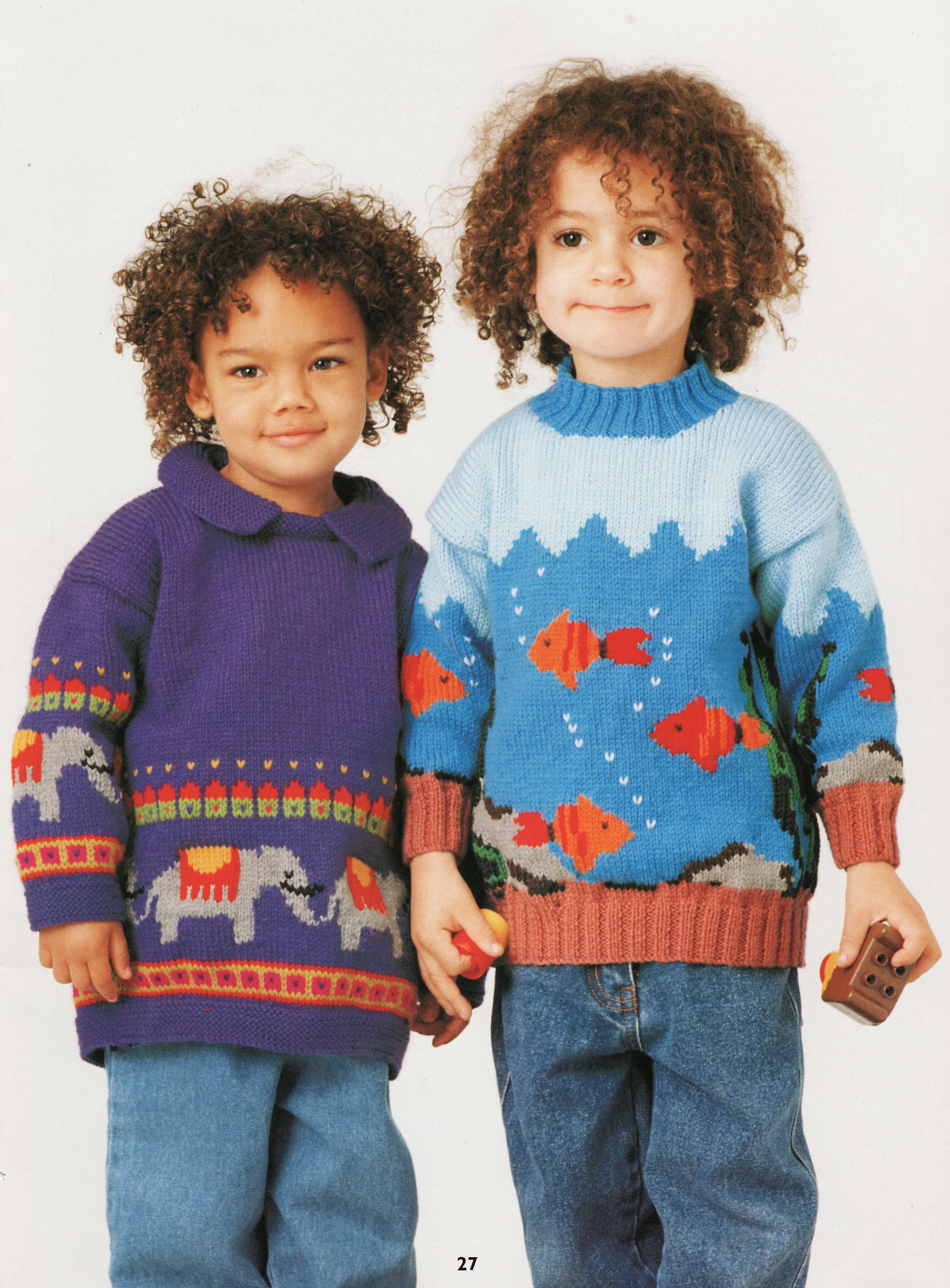 9 Knitting Patterns Knit Funny Kids Sweaters Size Age 1-6 Years Fair ...