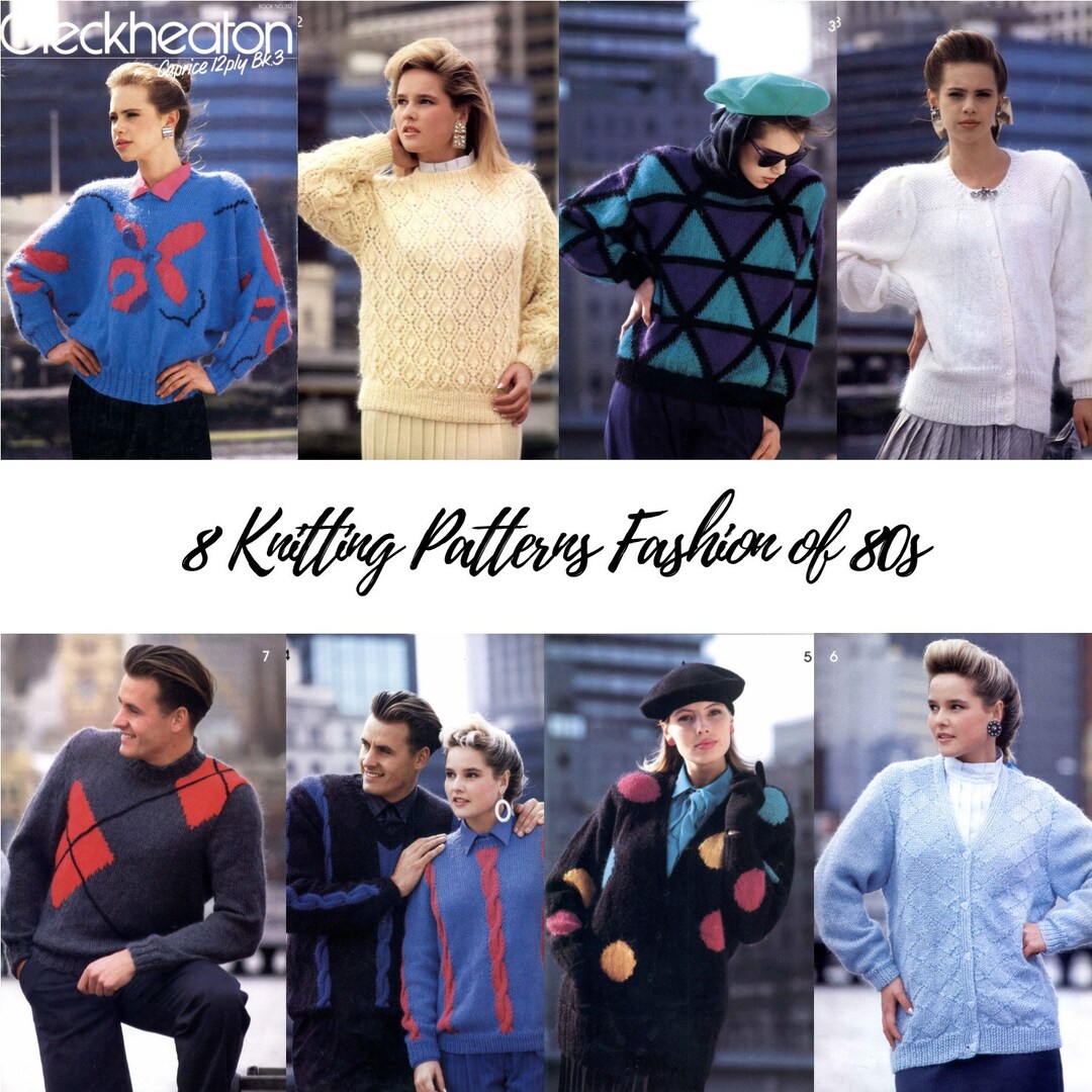 Fashion of 80s Knitted Collection PDF Knitting Patterns Cleckheaton ...