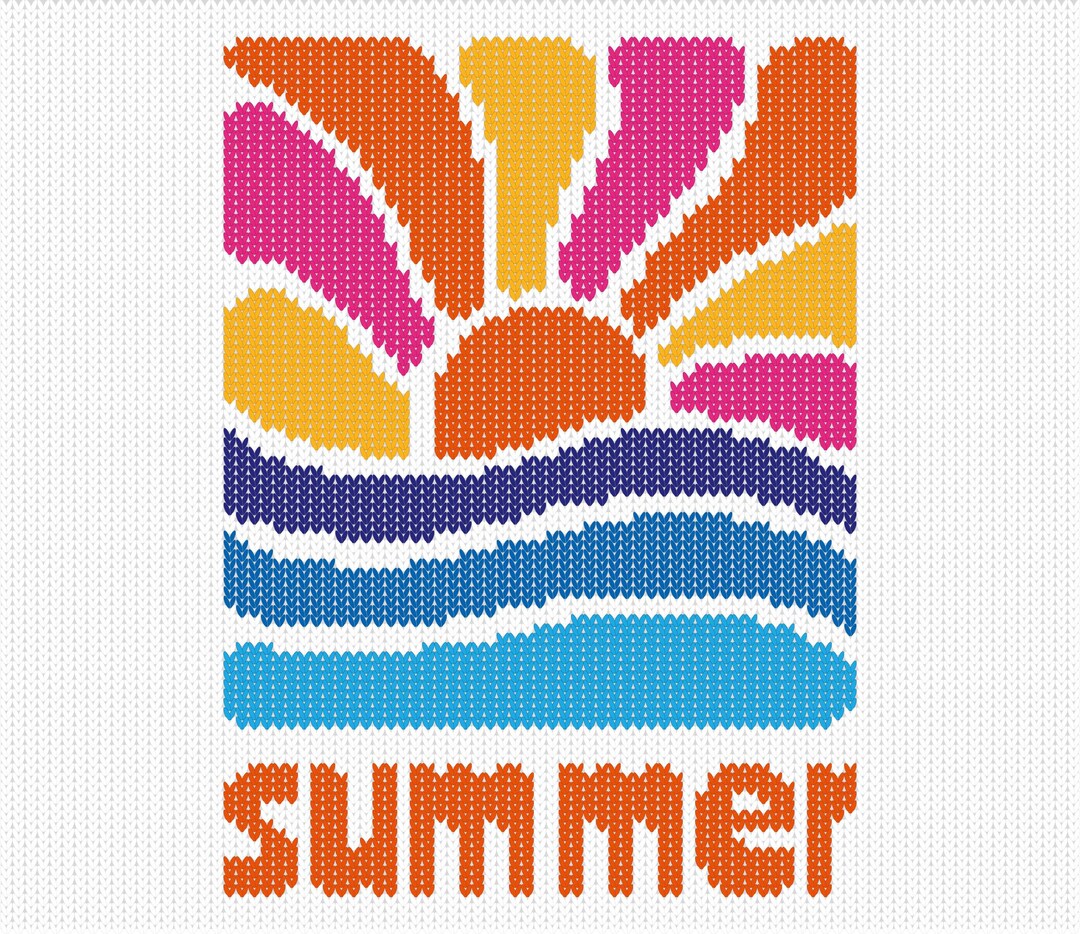 Abstract Retro Sunmmer Sunset Chart, PDF Digital Download, Intarsia ...