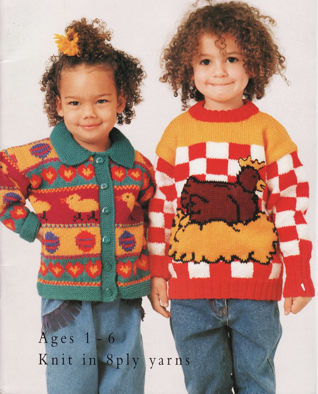 2 Knitting Patterns Knit Childs Chicken Jumper and Girls Chick Cardigan ...