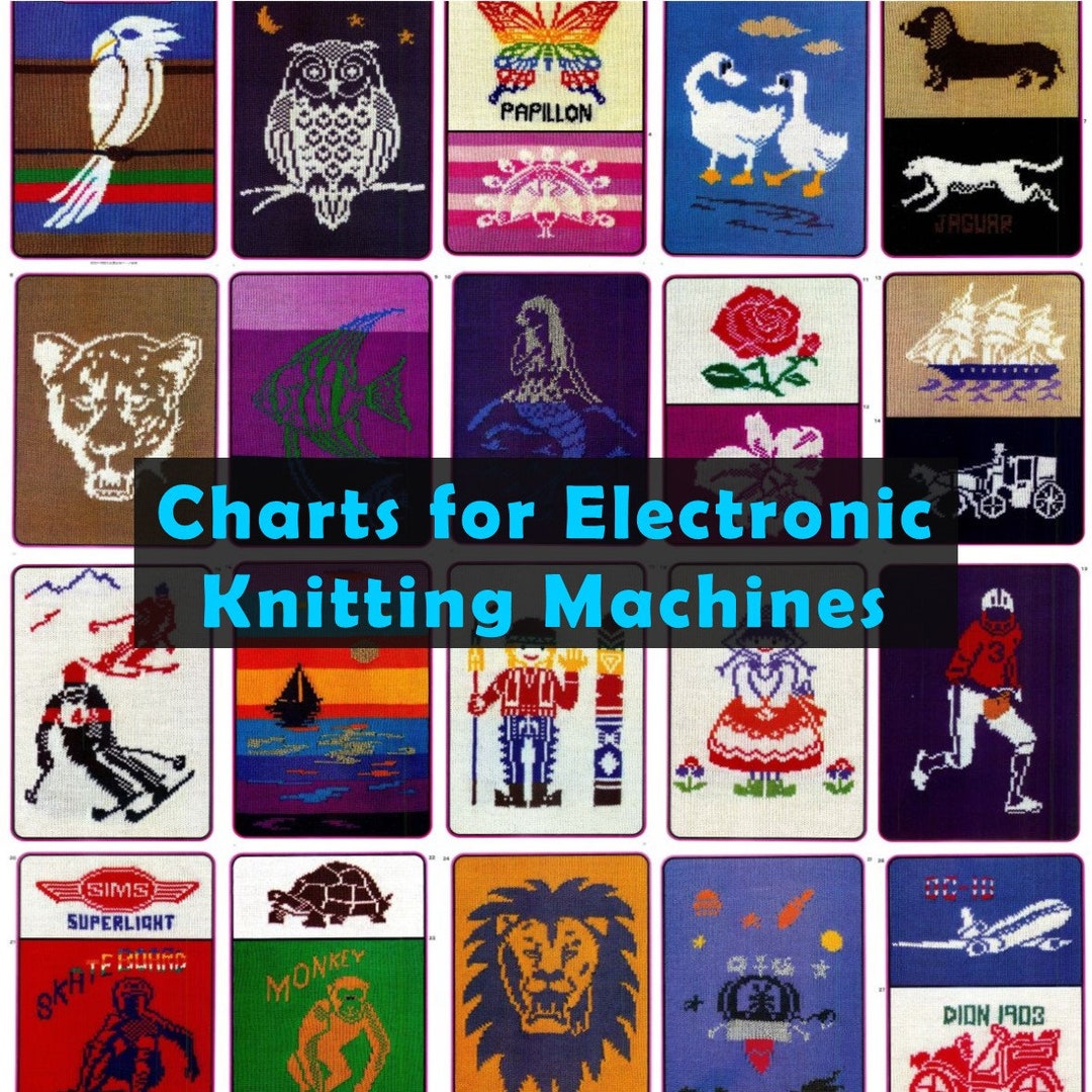 33 Charts Single Motif Machine Knitting Schemes for Electronic Brother ...