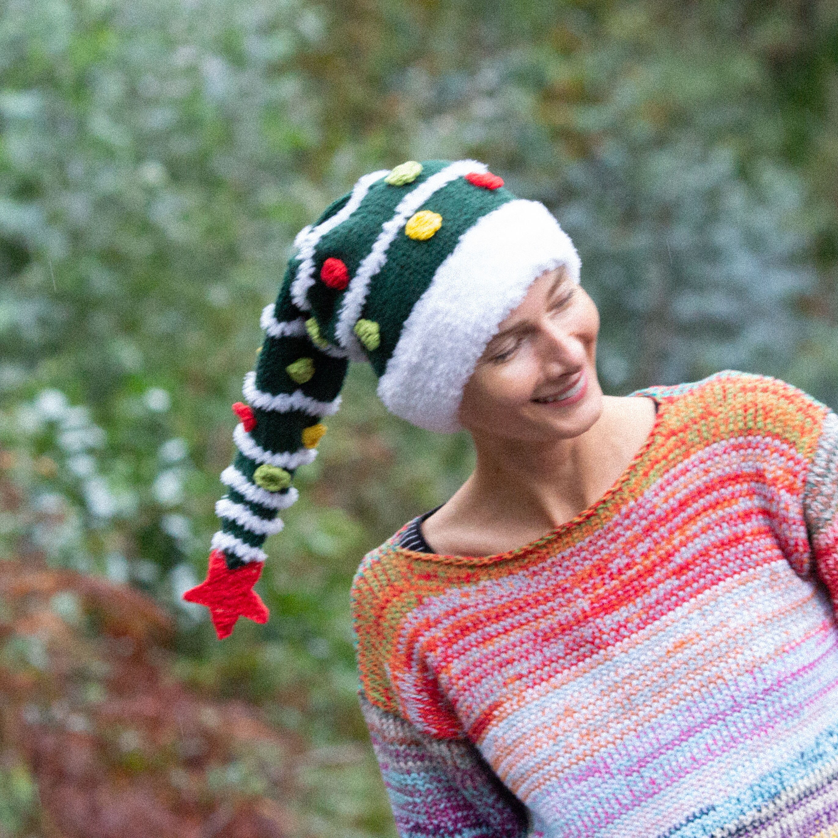 KNITTING PATTERN Christmas Tree Beanie With Crochet Star & Knit Bobbles ...