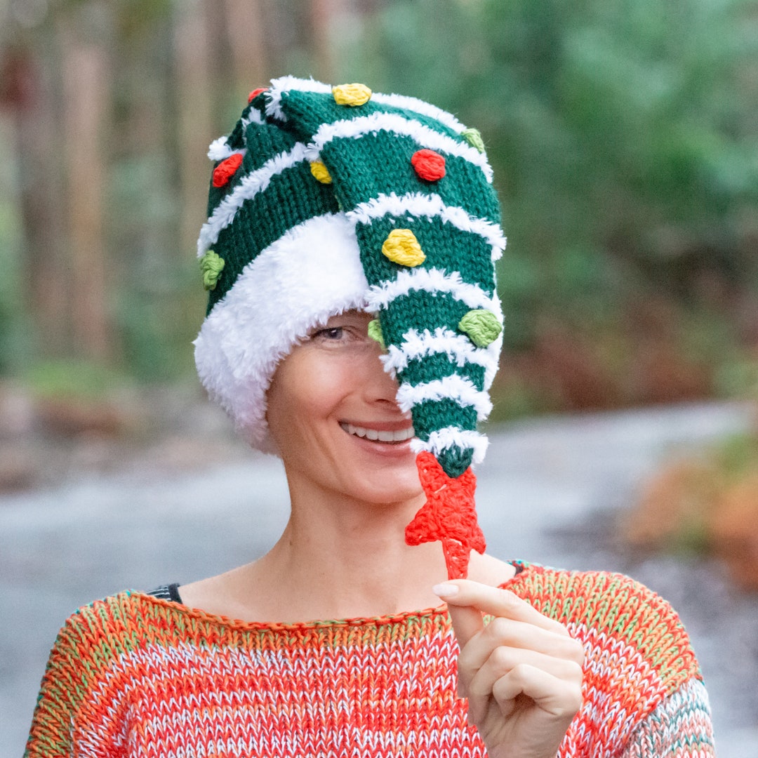 KNITTING PATTERN Christmas Tree Beanie With Crochet Star & Knit Bobbles ...