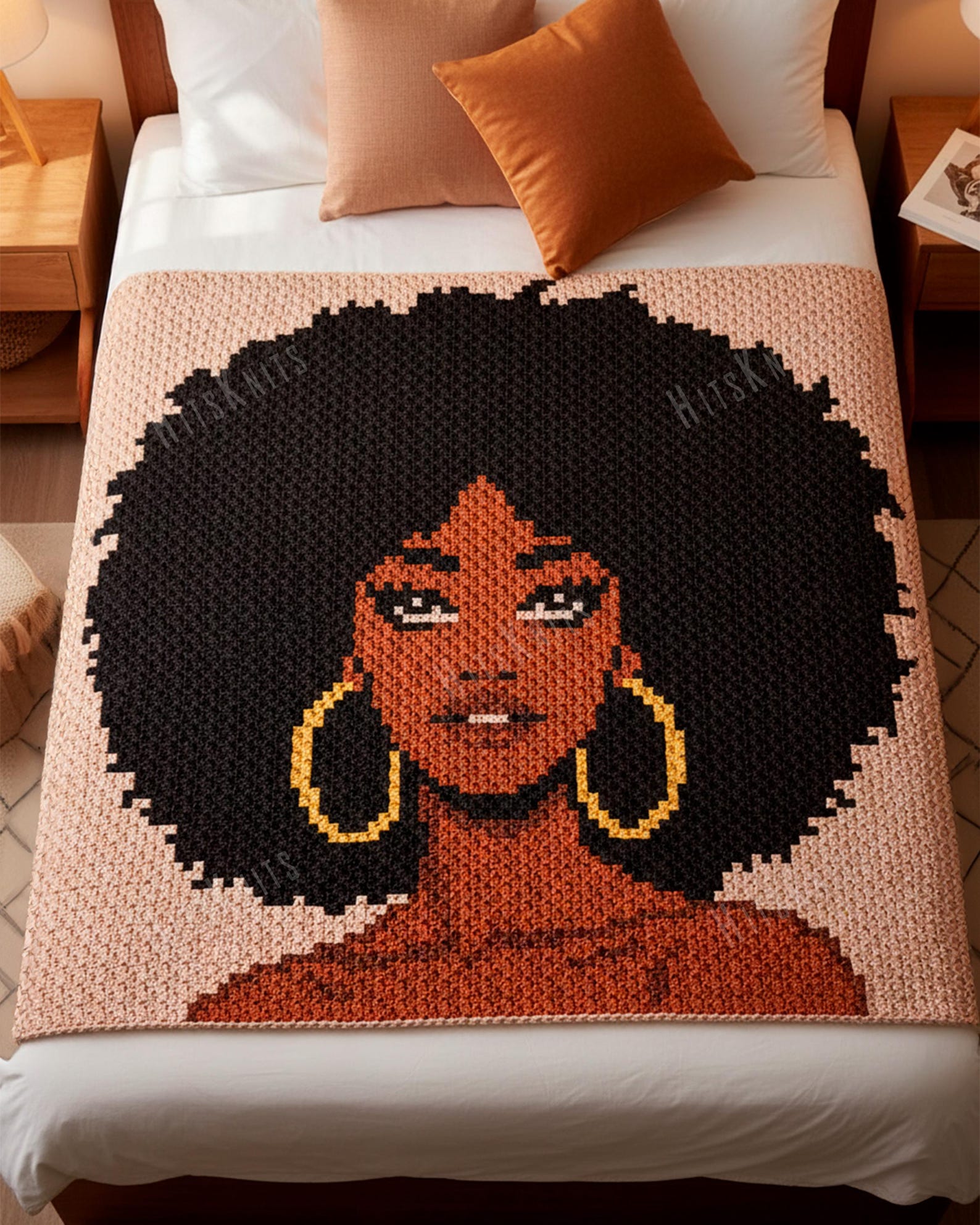 90 X 90 Blocks - C2C Crochet Pattern - 5 Colors Only - Black Women ...