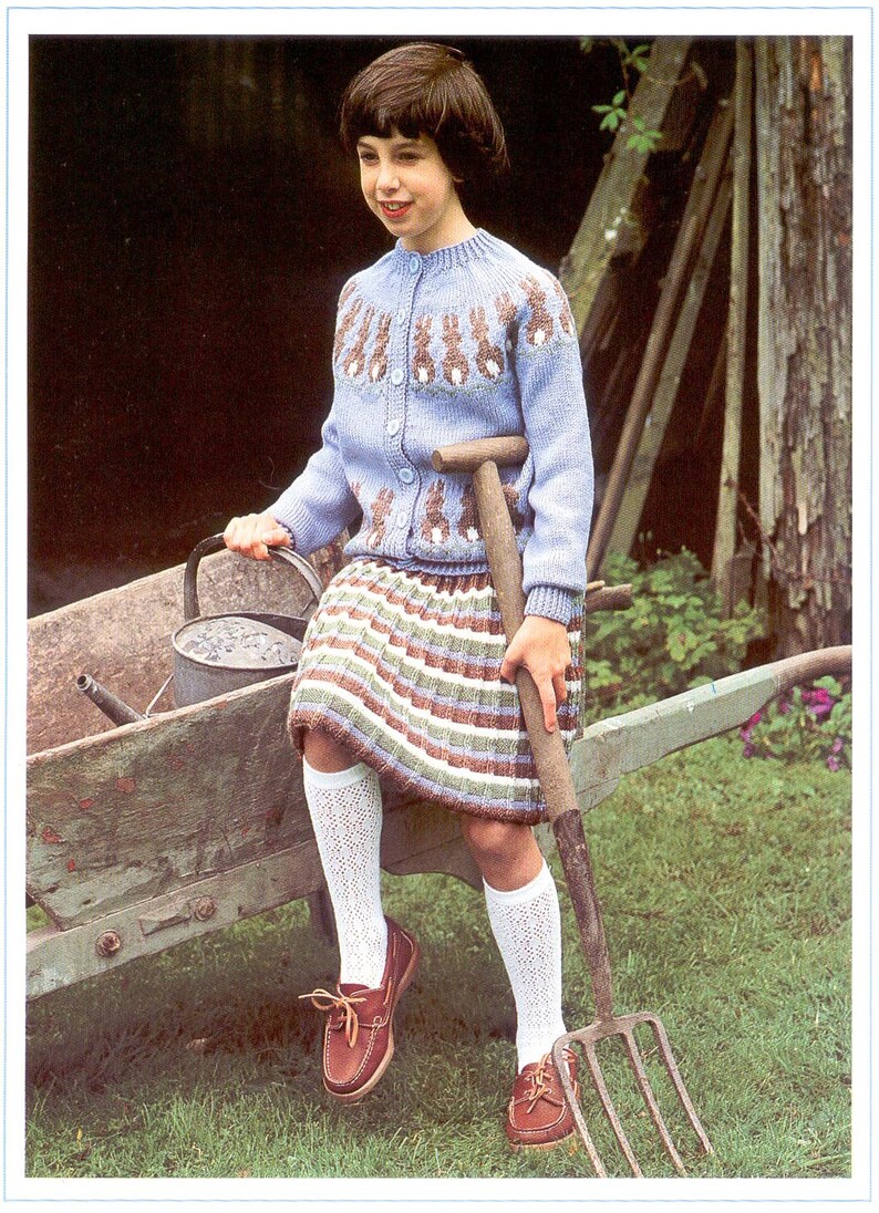 2 PDF Knitting Patterns Knit Round-yoke Intarsia Cardigan & Tonings ...