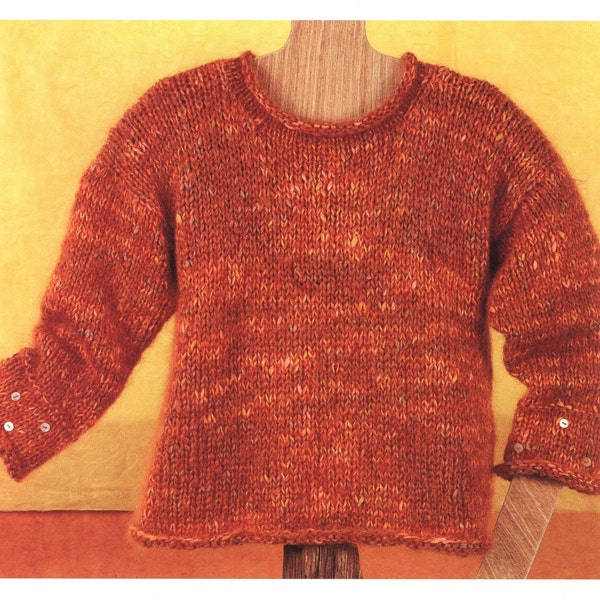 Rolled Edge Knit Sweater - Etsy