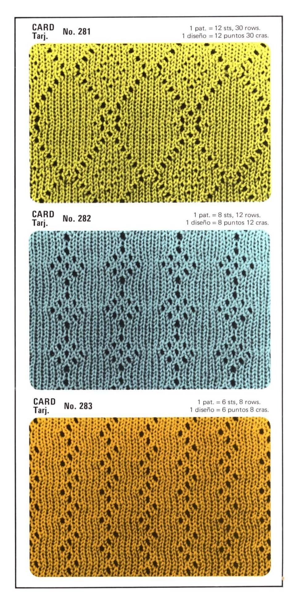 PDF Set of 10 Punch Cards for Punch-tuck Rib Pattern Knitting No 281 -290 Silver Reed 24 ...