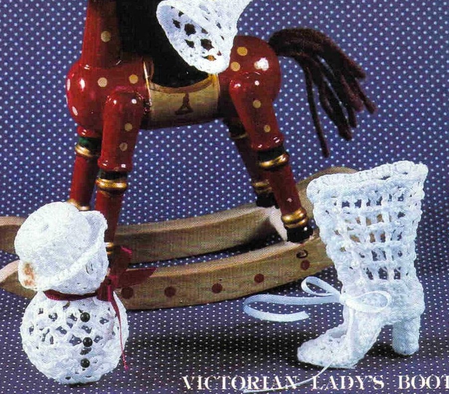 Vintage 80s Crochet Pattern Christmas Victorian Lace Ornaments Ladys ...