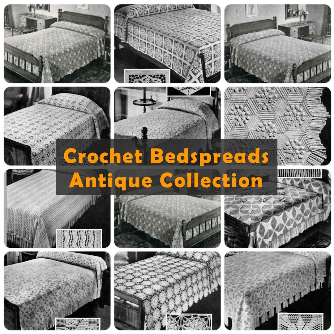 14 Bedspreads PDF Crochet Patterns Antique 30s Bedcover Blanket Afghan ...