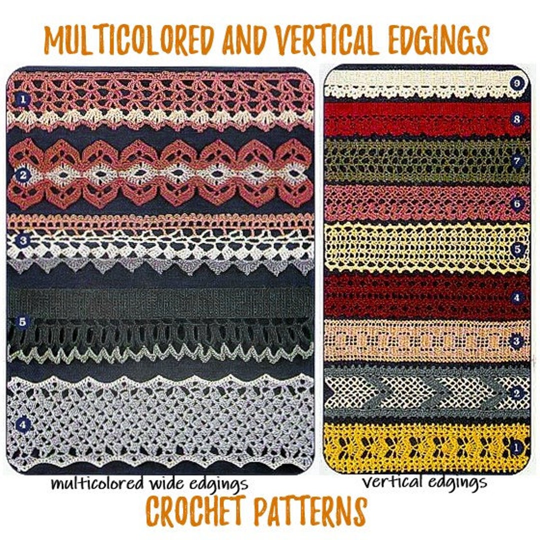 14 Crochet Edgings PDF Crochet Pattern Multicolored Wide Borders ...