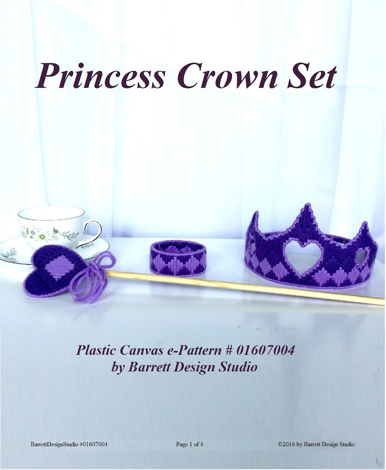Plastic Canvas Pattern PDF Princess Crown Purple Dressup Kids Play ...