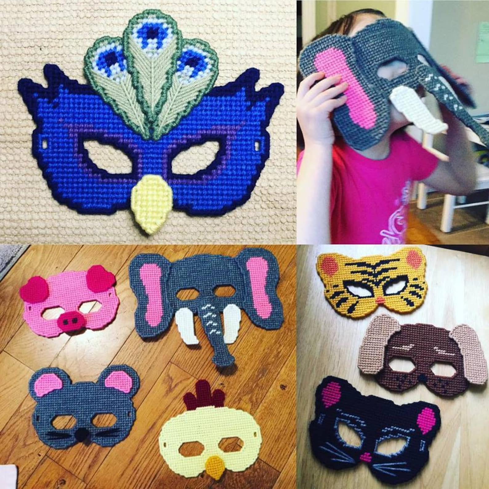 Plastic Canvas Pattern Dress up Masks for Kid Halloween Costume ...