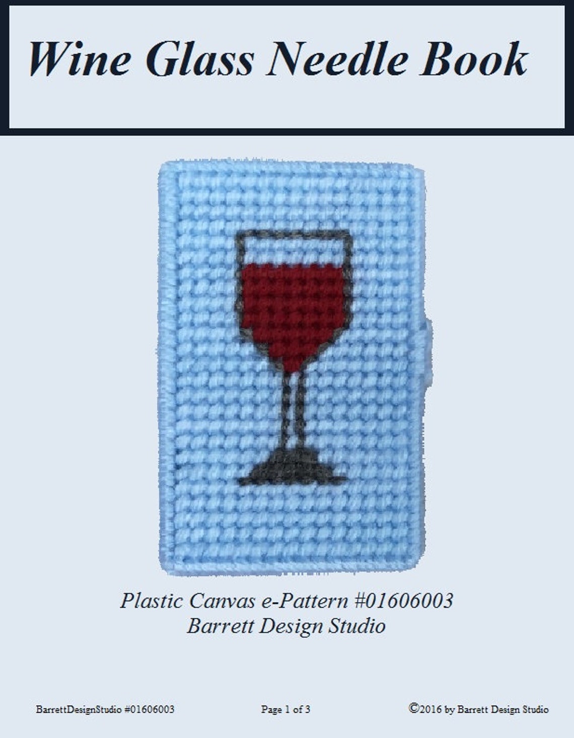 Wine Glass Needle Book Minder E-pattern Instant Download Plastic Canvas ...