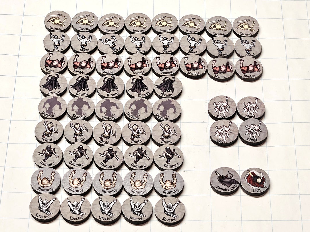 Complete Undead Set Tabletop RPG 2-dimensional Miniatures Game Tokens D ...
