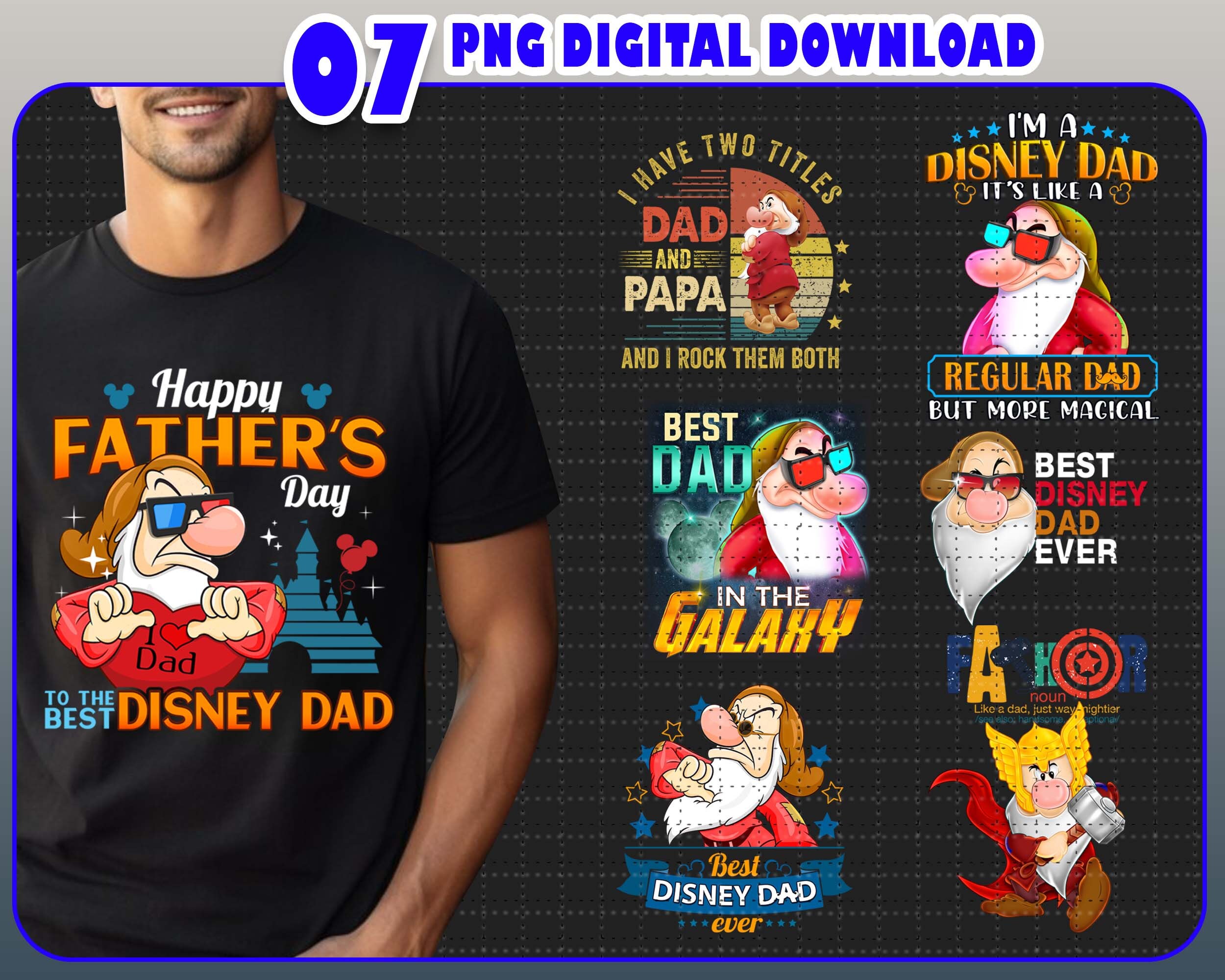 Grumpy Dwarf Best Dad Ever Bundle PNG, Disneyland Fathers Day 2024 ...