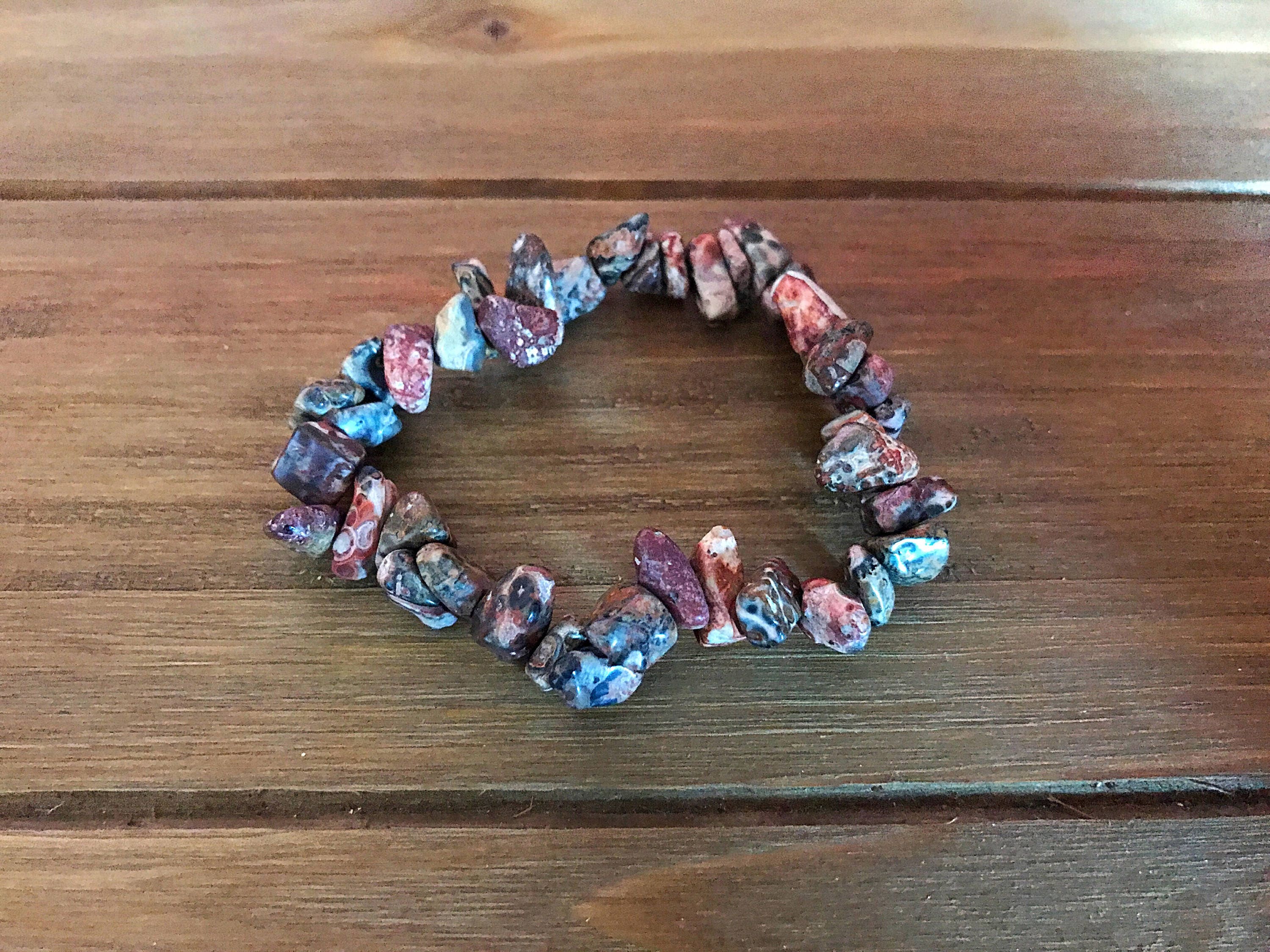 Leopard Skin Jasper Chip Bracelet Gemstone Chip Bracelet | Etsy