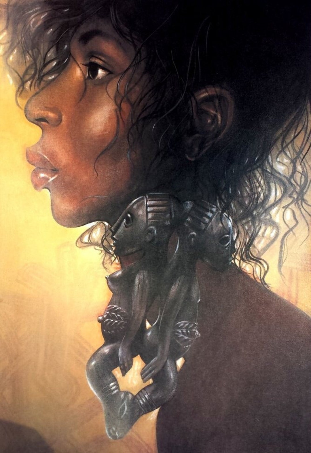 African American Art - "head- Two Figures" - Afrocentric Art Print of ...