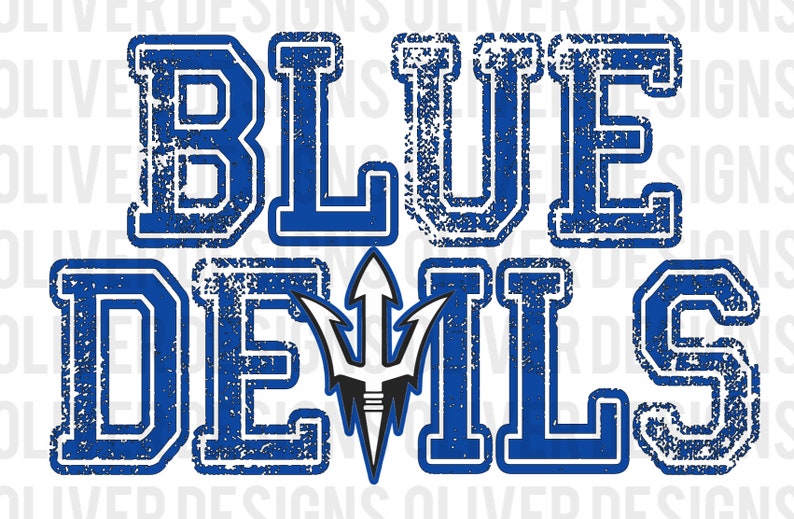 Blue Devils PNG Digital Download Distressed Mascot Trident - Etsy