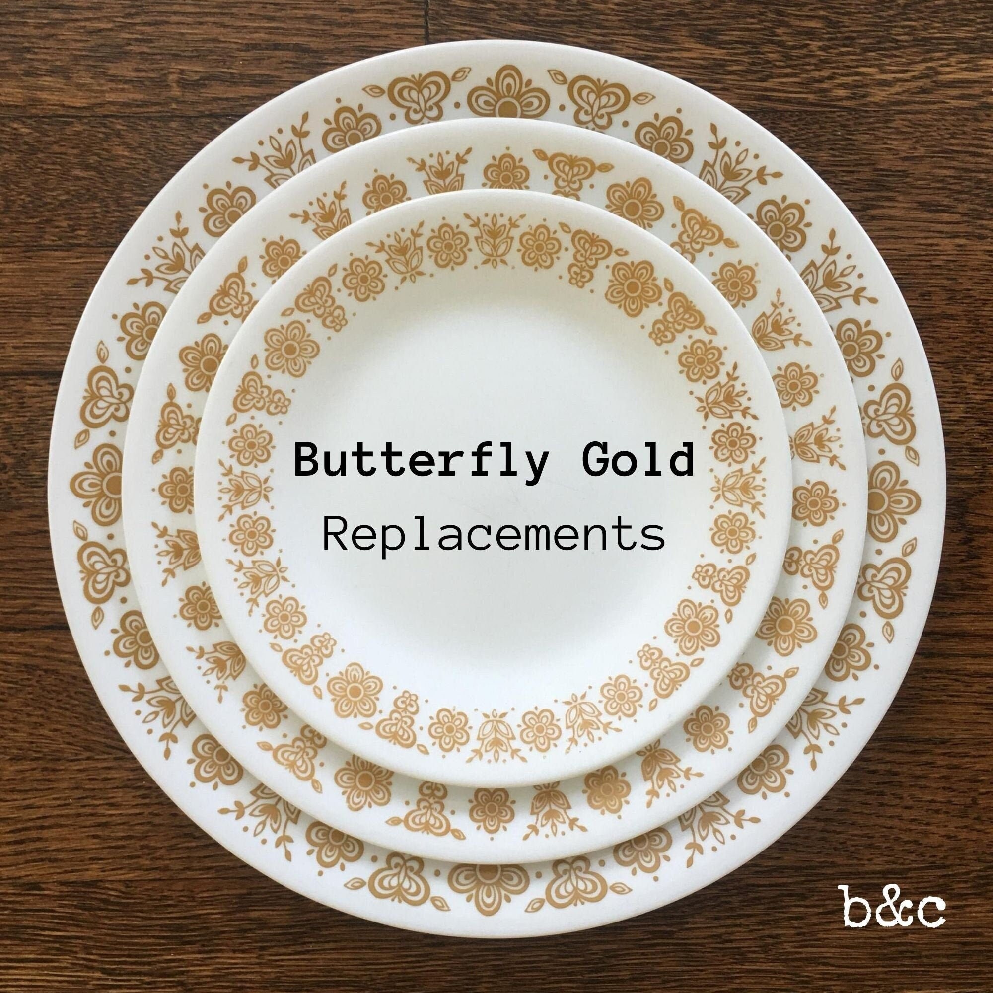 Butterfly Gold Dishes Pyrex, Corelle, Corning Ware Plates, Bowls, Mugs ...