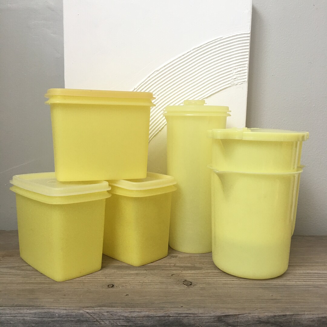 Tupperware Set Six Bright Yellow Storage Containers With Lids Three ...