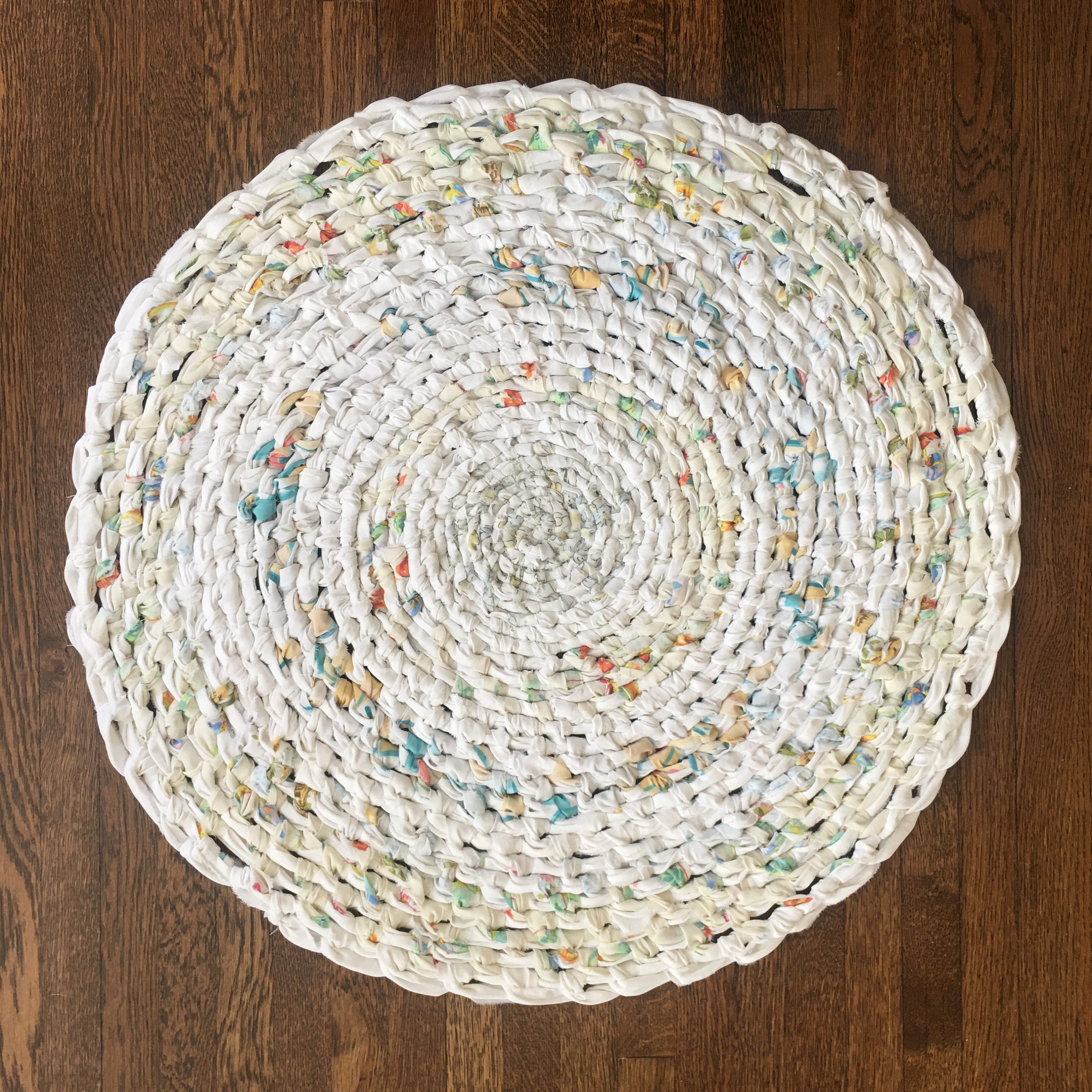 Handmade Rag Rug 24 Round Floor Mat Vintage | Etsy