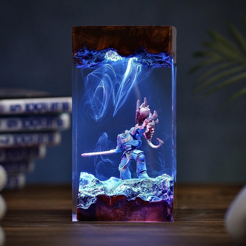 Warhammer Resin Lamp | Captain Titus Diorama Light | Handmade LED ...