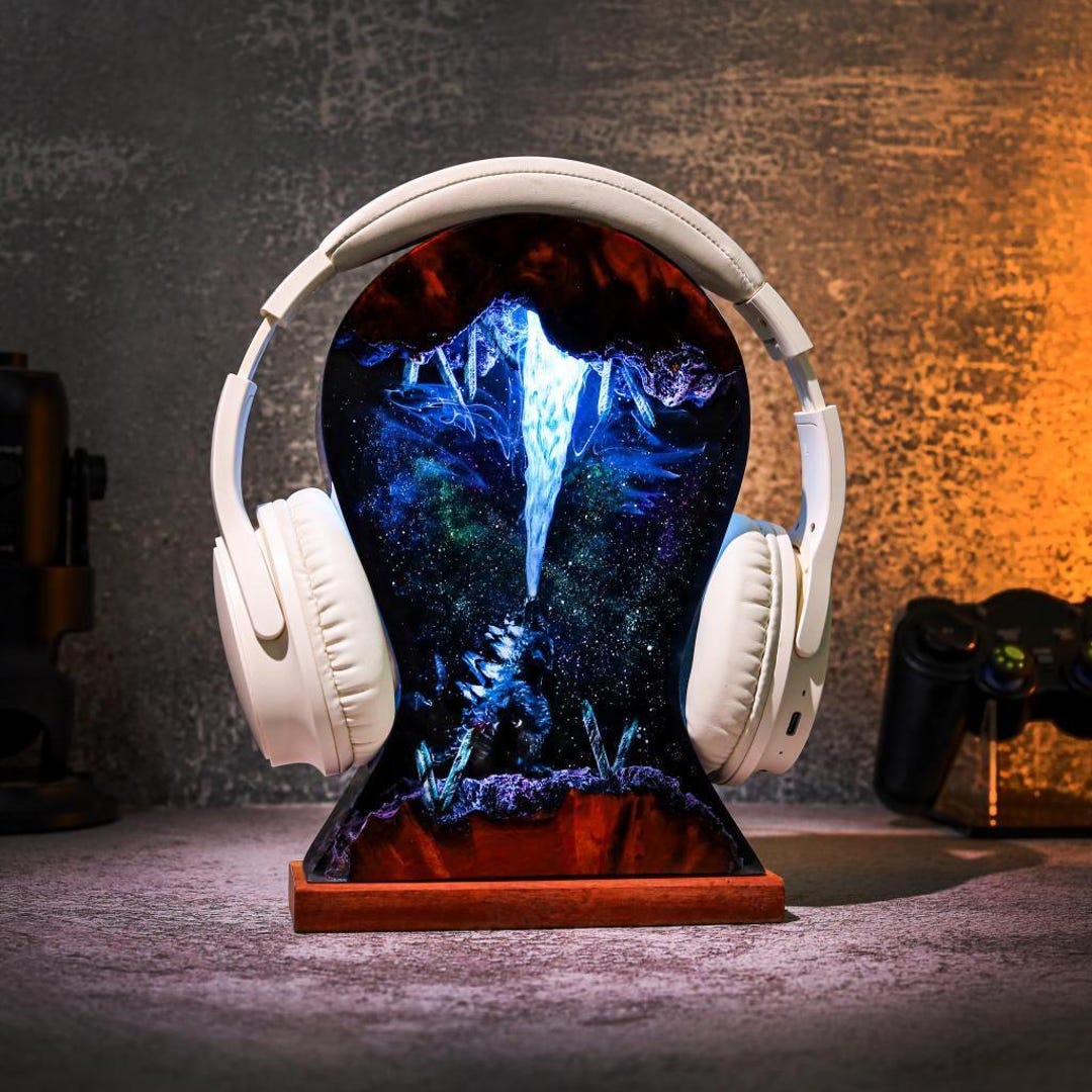Godzilla Headphone Stand & Night Light Night Light, Custom Resin Night ...